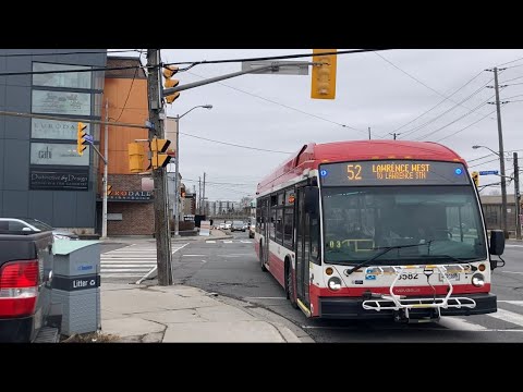 💃Amazing Bumpy Ride!!!Toronto TTC 52 Lawrence #3582 Nova Hybrid Bus 2/16/2023 - YouTube
