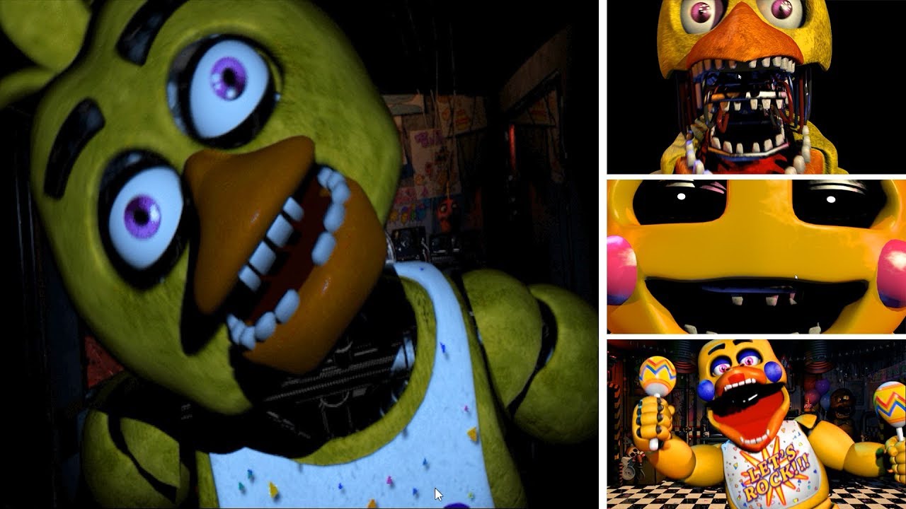 Evolution Of Chica: All FNAF Jumpscares 1 - 7 - YouTube