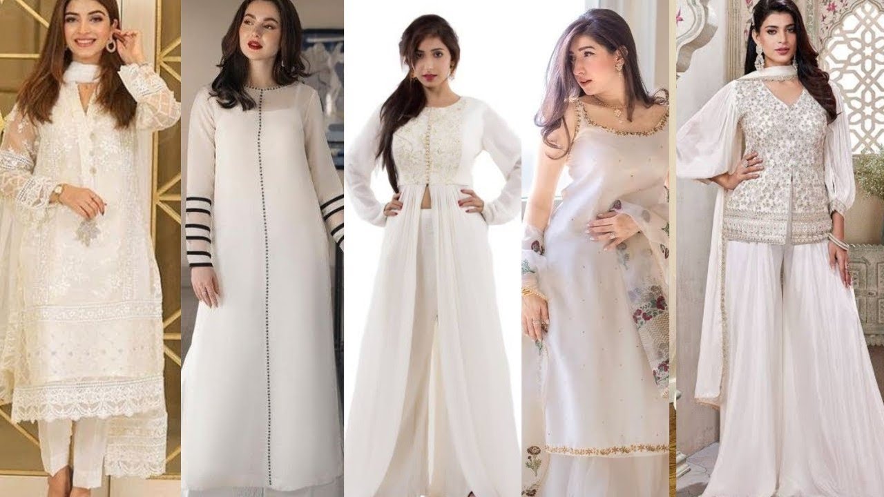 Latest Beautiful White Dress Designs / White Color ke Suits / White ...