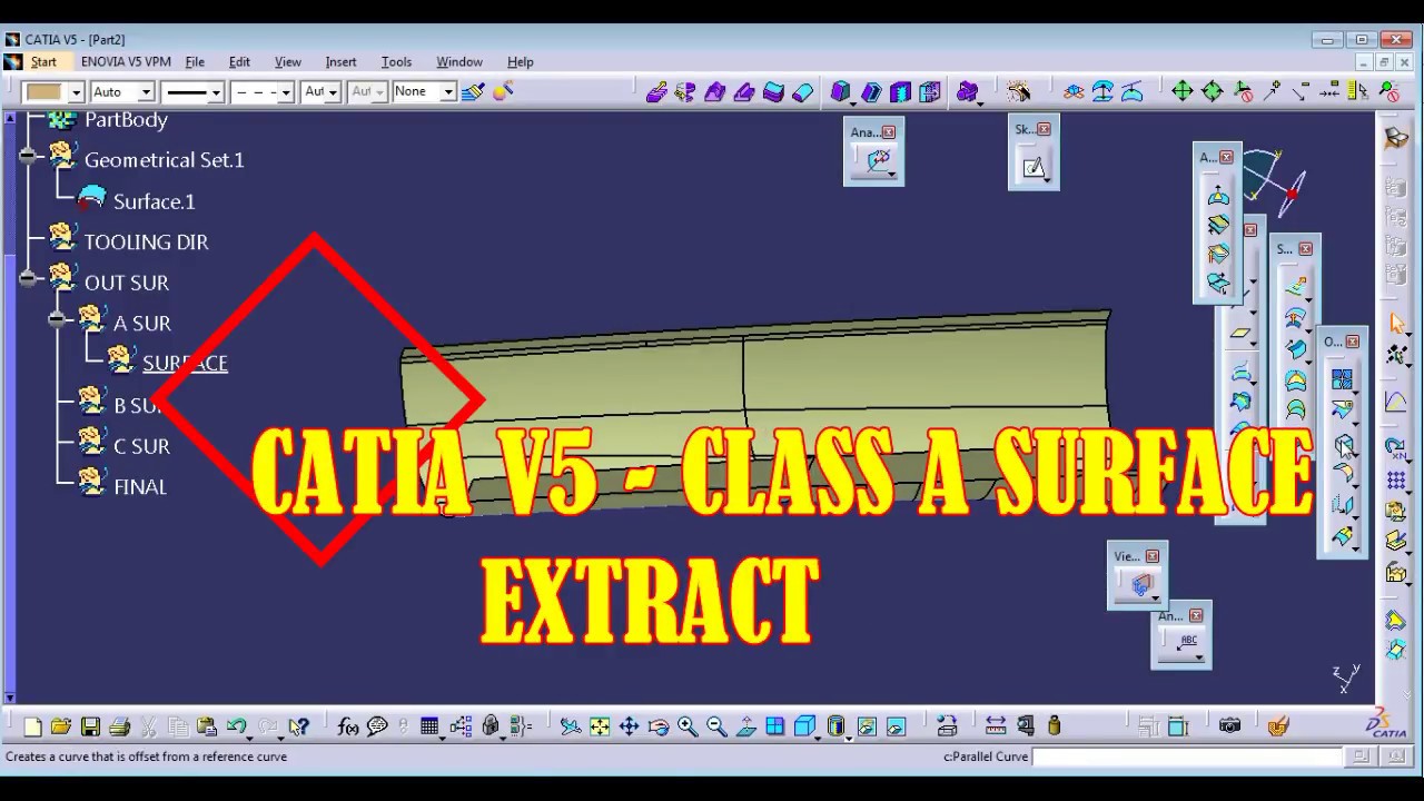 CATIA V5 CLASS A SURFACE -EXTRACT - YouTube