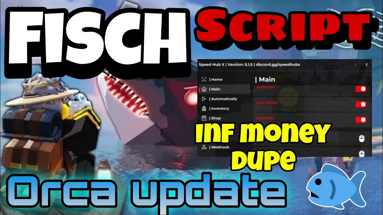 FISCH script hack GUI (ORCA) MONEY DUPE, AUTO REEL, INF CASH | Roblox ...