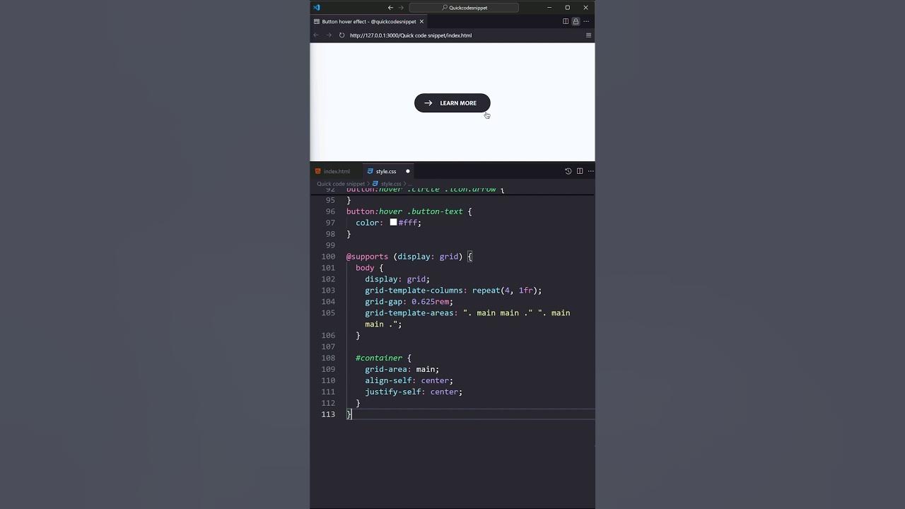 Day 3 😎 Css Learn More Button Animation Coding Websitedevelopment