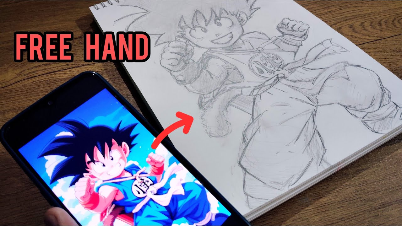 How to draw free hand #drawing #dragonball #trending #goku - YouTube