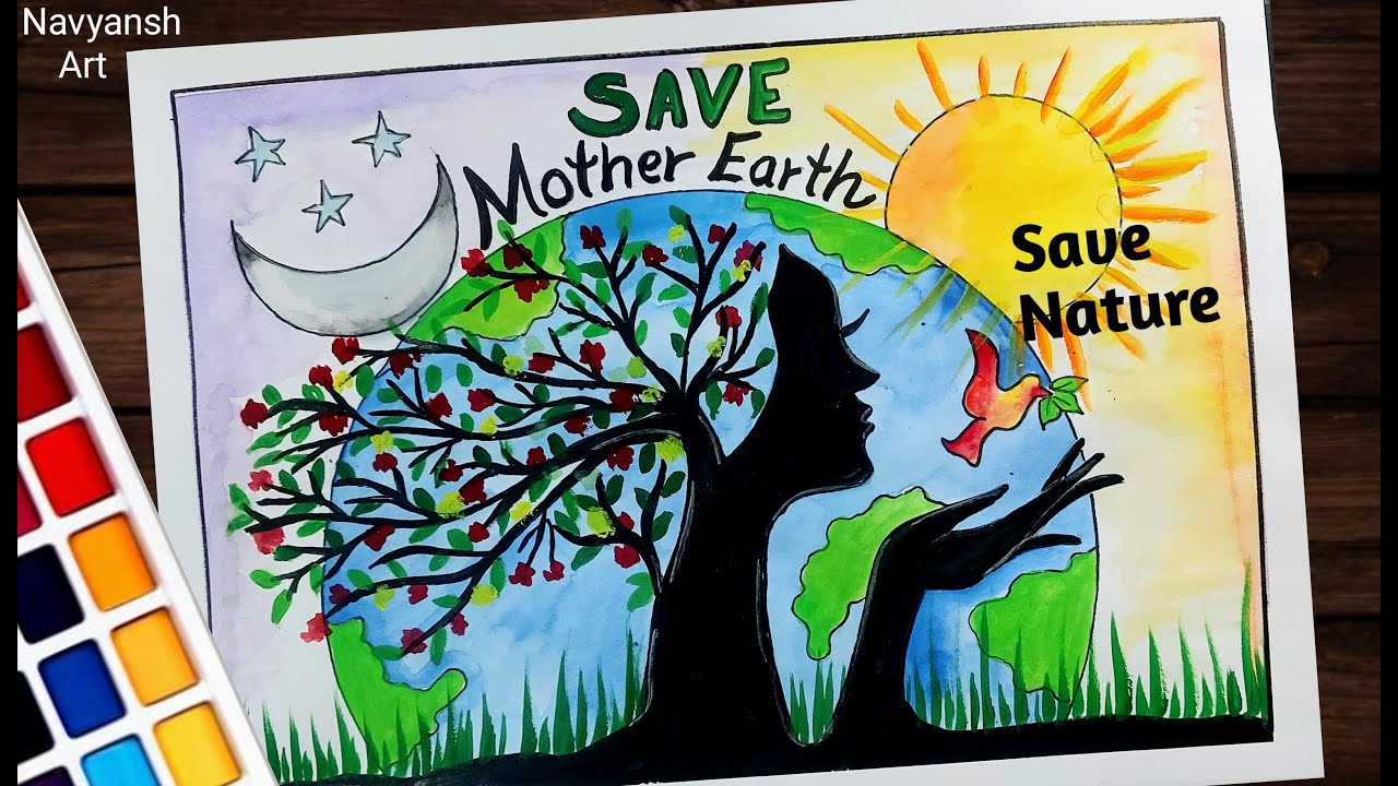 Save Mother Earth drawing / World Earth Day poster drawing / How to ...
