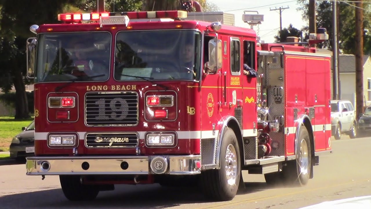 Long Beach Fire Dept. Engine 19 Responding - YouTube