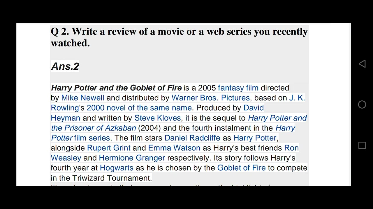 Write a review of a movie or a web series you recently watched. English ...