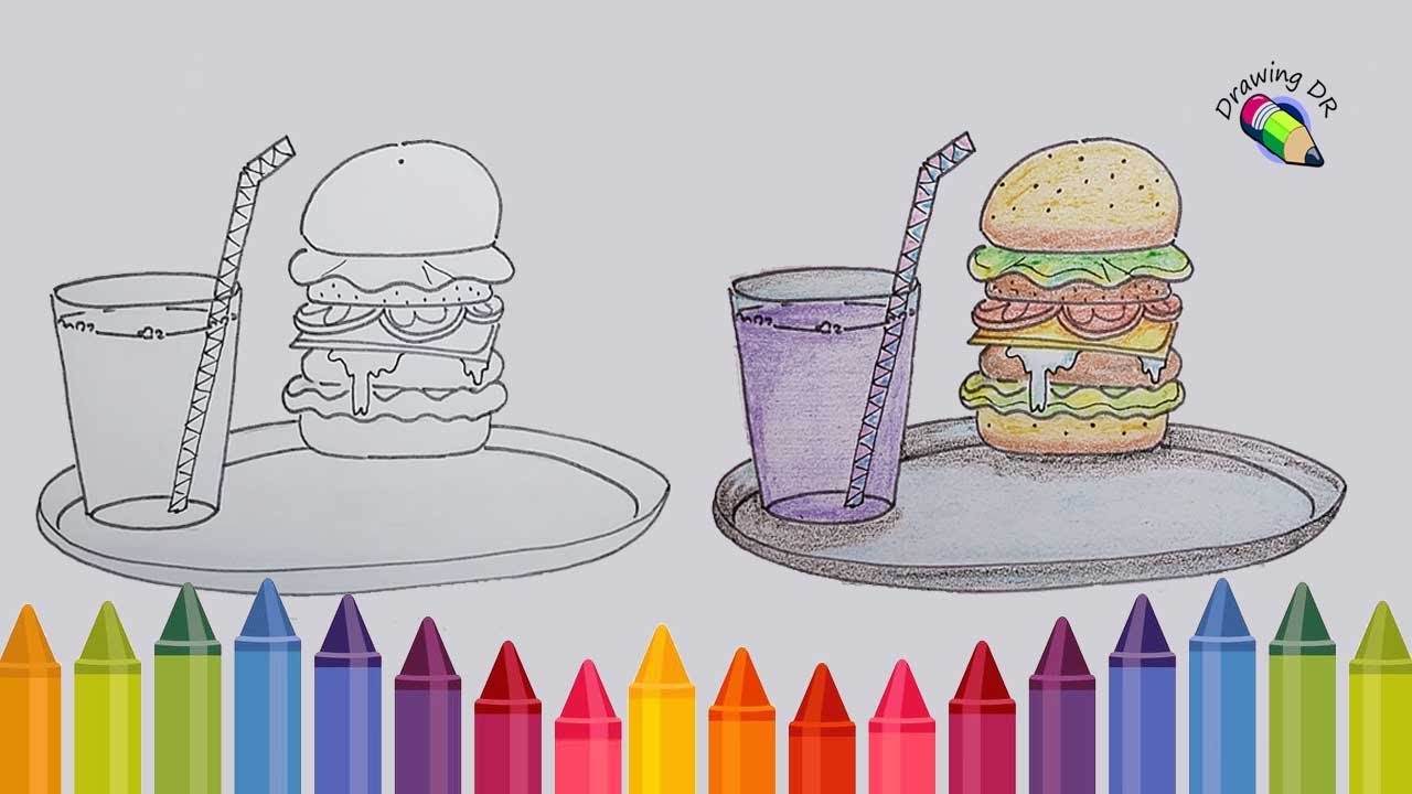 How to draw Fast Food with coloring easy step by step - YouTube