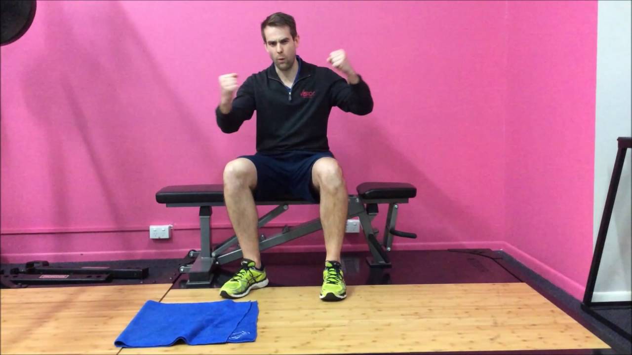 Hamstring slide with towel - YouTube
