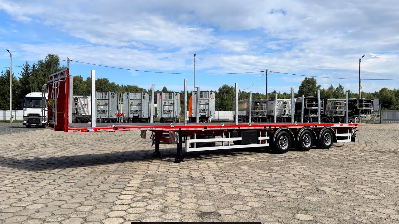 Platforma uniwersalna Mega Trailers, z kłonicami i zamkami pod kontenery na osiach BPW 19,5 ...