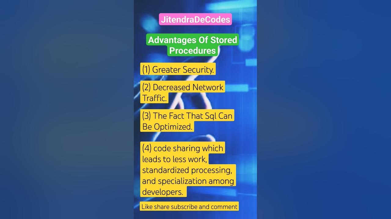 Advantages Of Stored Procedures SQL Database Concepts #jitendra #sql #study #jitendradecodes ...