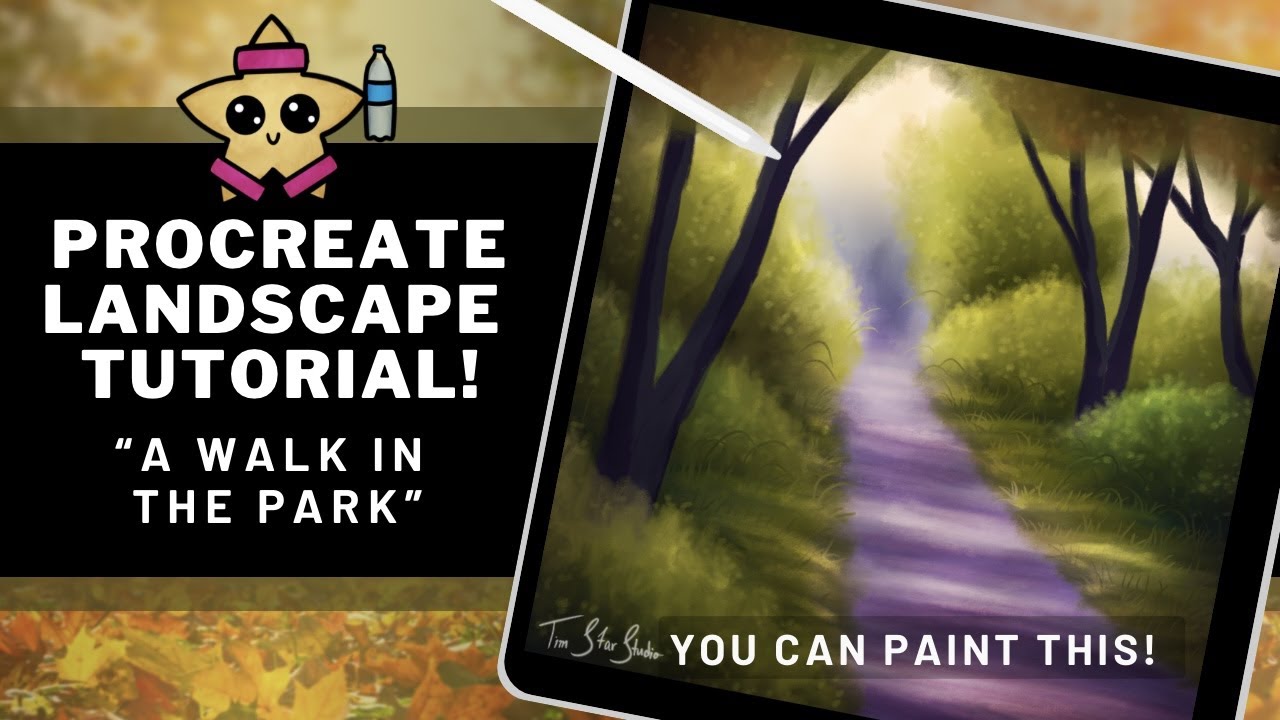 FALL PARK LANDSCAPE! A Procreate painting tutorial!! - YouTube