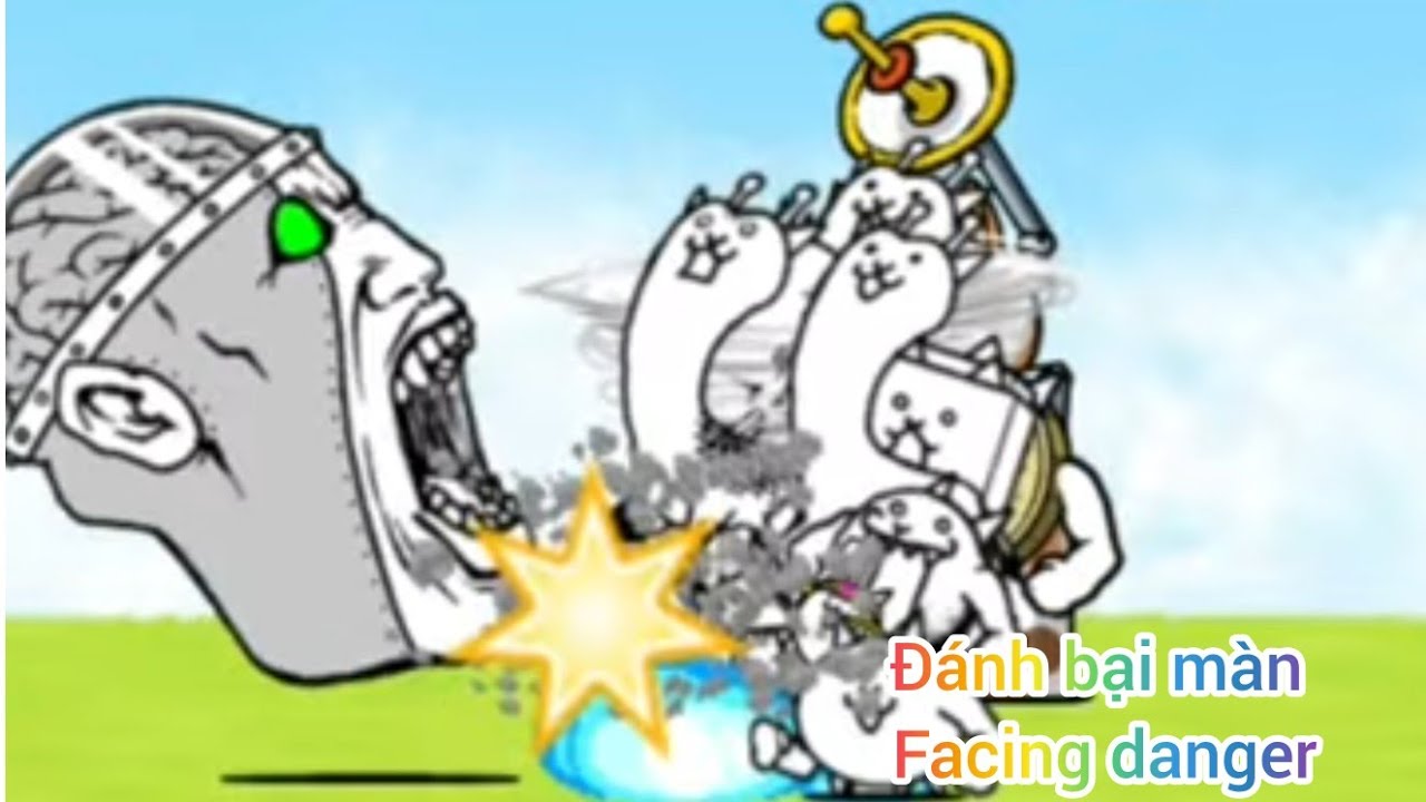 đánh bại màn facing danger- battle cats - YouTube