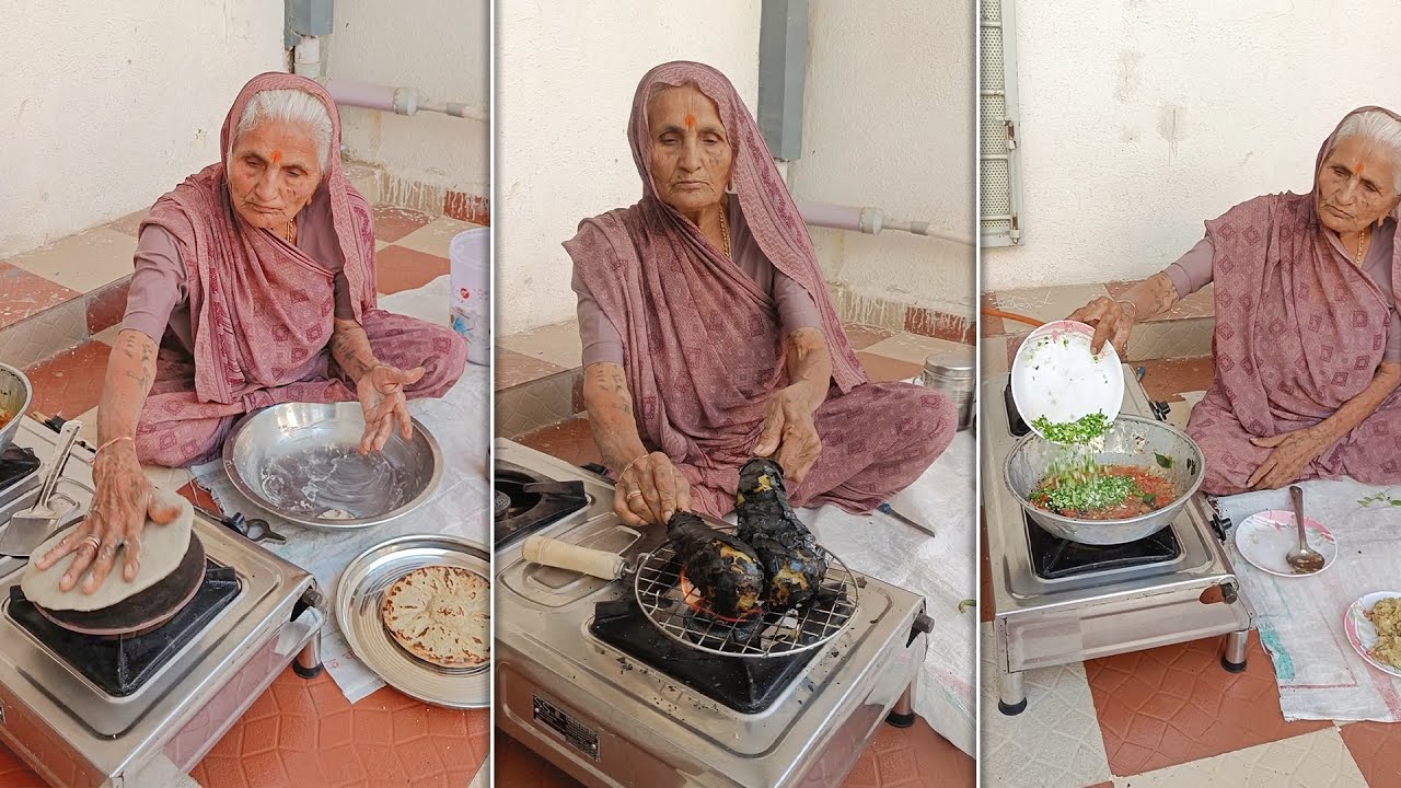 90 Year Old Grandma Baingan ka Bharta - Kathiyawadi Ringan no Olo Rotlo ...