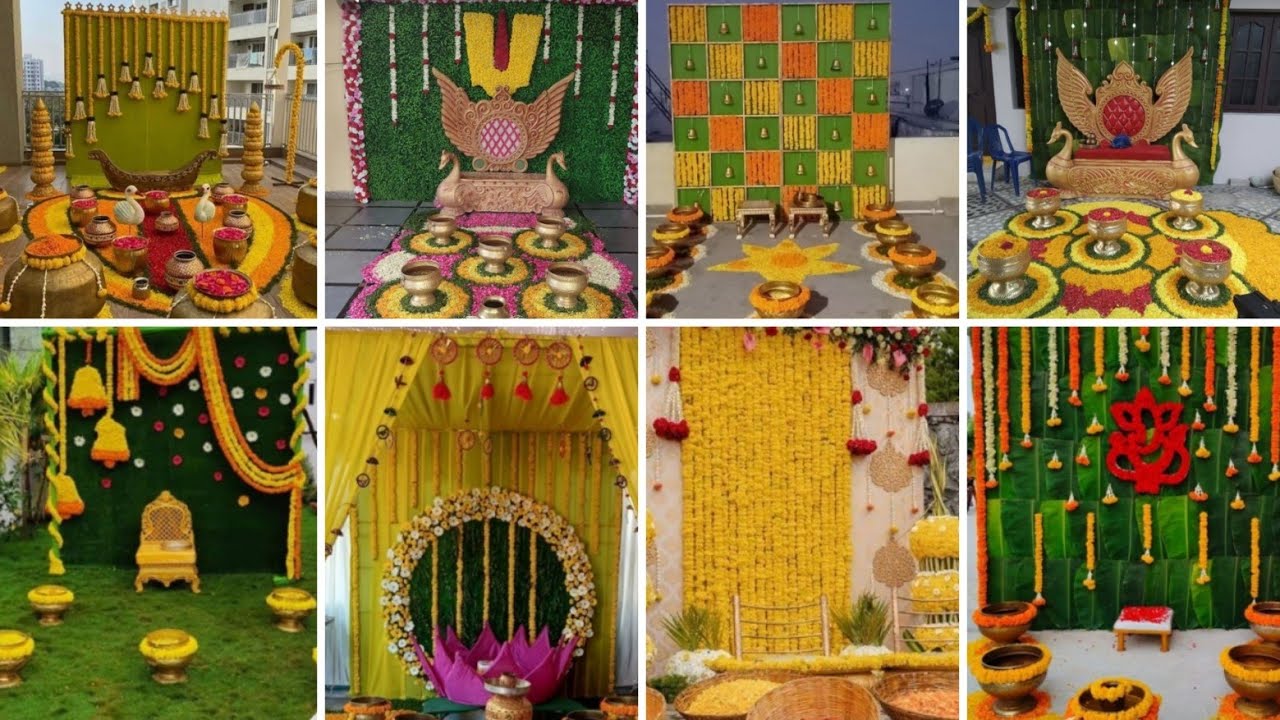 Mangala Snanam Decoration Ideas With Flowers|Haldi Function Decoration ...