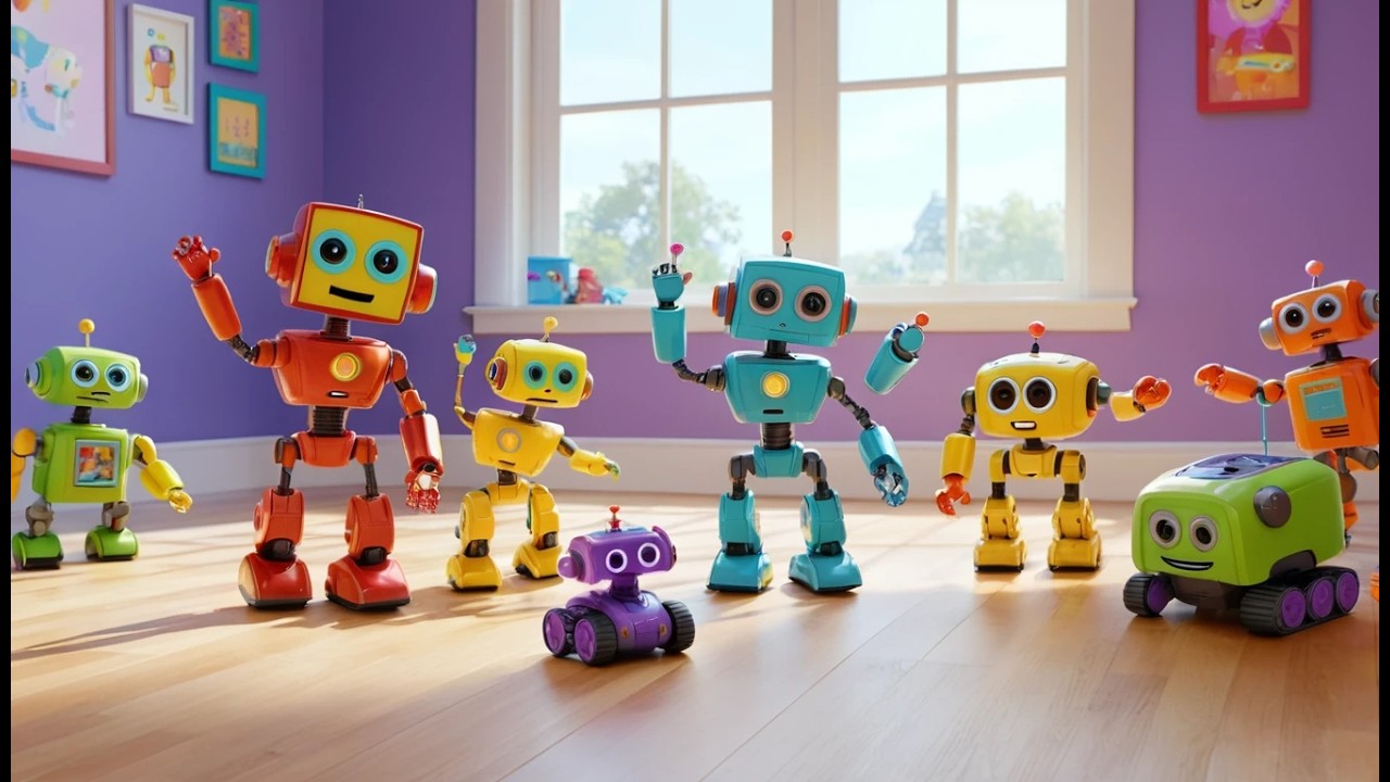 Seven Little Toy Robots Beep Beep Beep | Fun Robot Song & STEM Rhymes ...