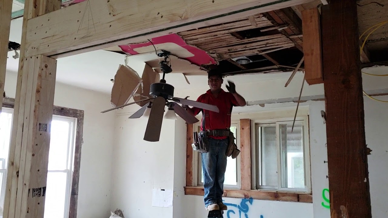 Ceiling fan demolition part 8 - YouTube