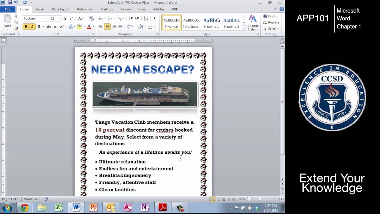 APP101 Microsoft Word Chapter 1 Extend Your Knowledge - YouTube