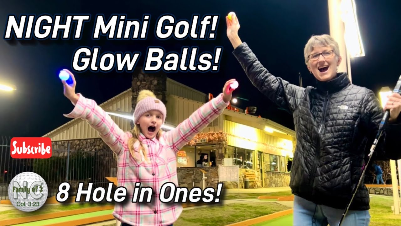 NIGHT Mini Golf with GLOW Balls! 8 HOLE-in-ONES! ⛳️ #minigolf #classic ...