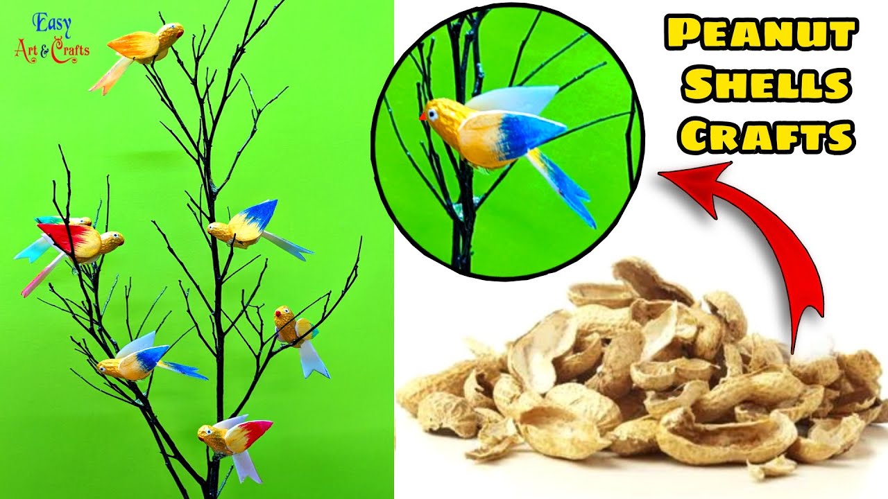 Best out waste from peanut shell crafts | Peanut Shell Reuse Idea ...
