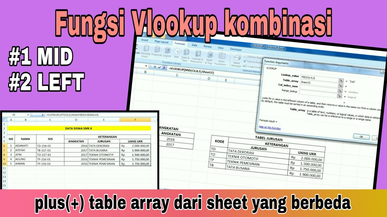 Fungsi Vlookup + Mid & Left - Microsoft Excel 2007 - Part 3 - YouTube