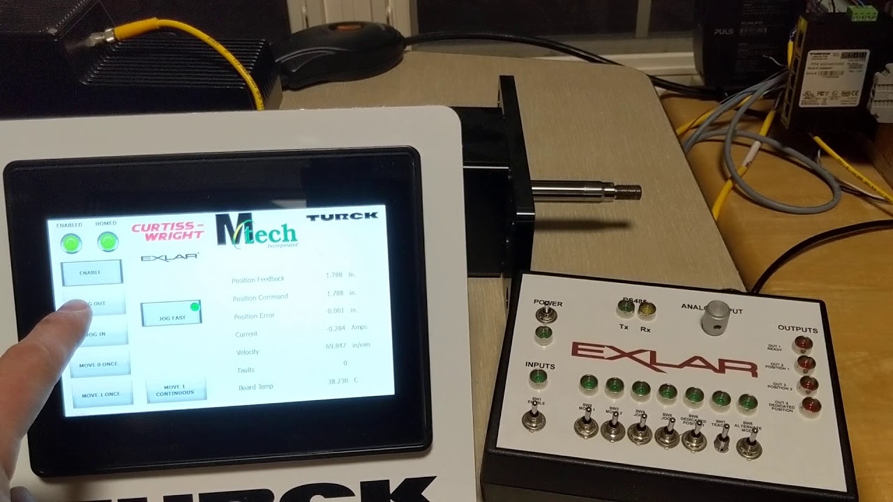 Turck TX707 PLC/HMI Controlling Exlar Tritex Actuator - YouTube