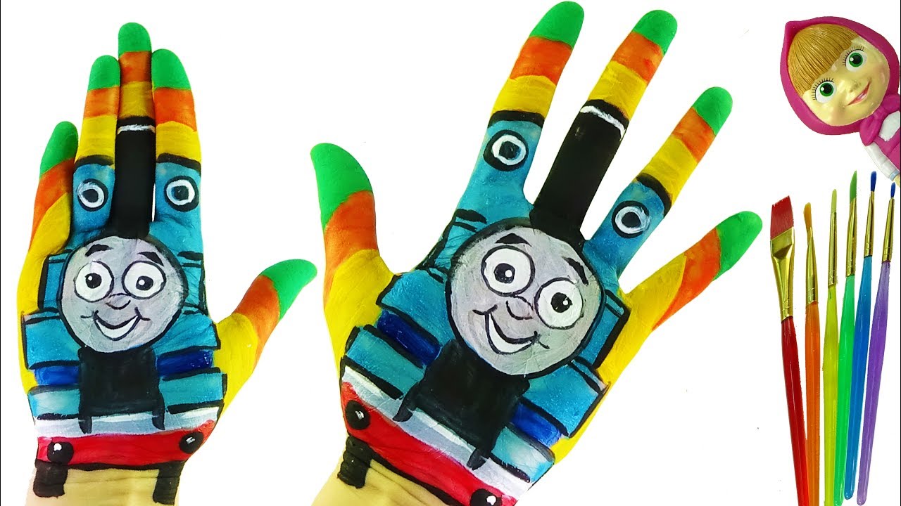 Thomas and Friends Body Paint Hand and Learn Colors for Children - YouTube