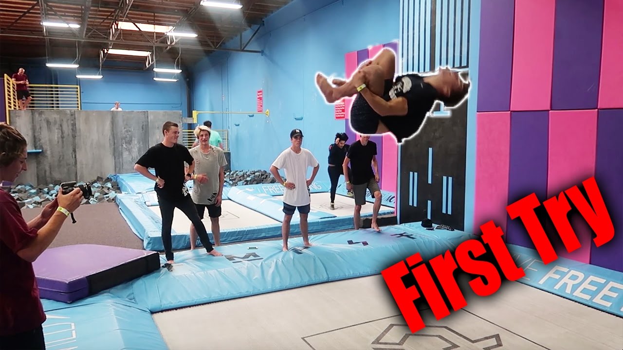 LEARNING NEW TRAMPOLINE TRICKS! DAY SESSION/POOL PARTY - YouTube