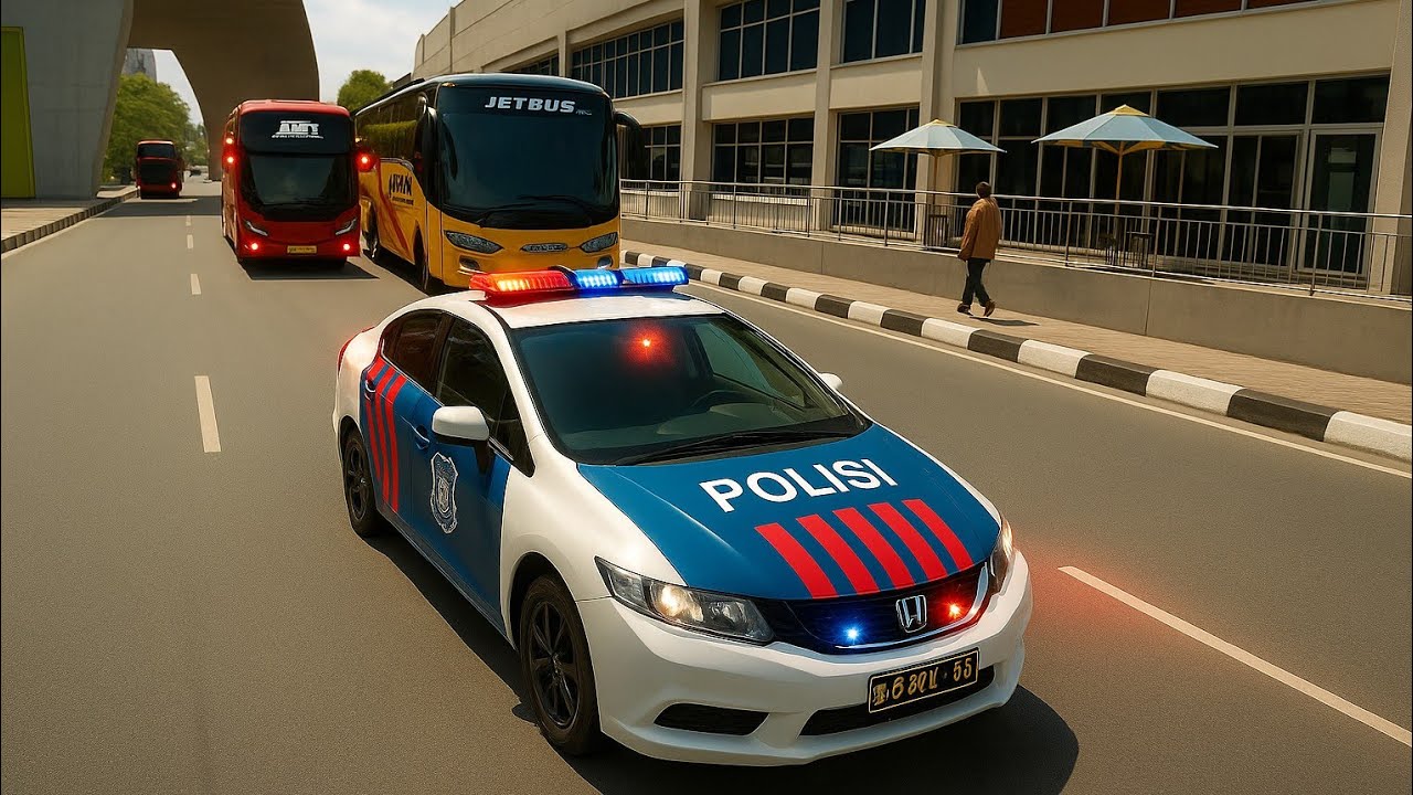MOBIL POLISI SENDIRIAN KAWAL BANYAK BUS BASURI | AAG MOBIL POLISI ...