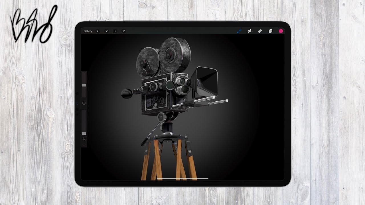 Drawing an Old Vintage Cinema Camera 100K Resolution Digital Art ...