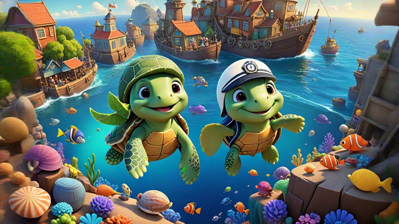 Two Tiny Turtles Take a Trip | Animal Adventure Song for Kids | Nursery ...