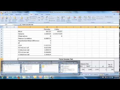 Paired Sample T test (Excel) - YouTube