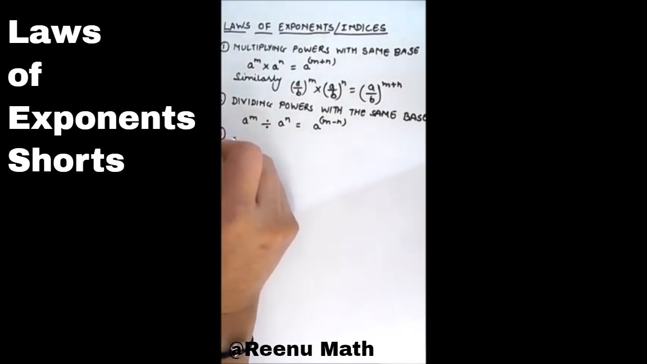 Laws of Exponents Shorts / Laws of Exponents Explained / Math Shorts #2 YouTube / You Tube ...