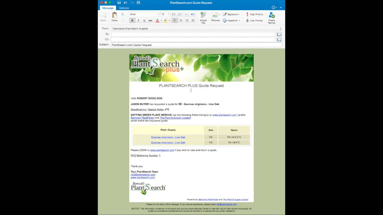 PlantSearch Plus Vendor – Email Notification / Request - YouTube