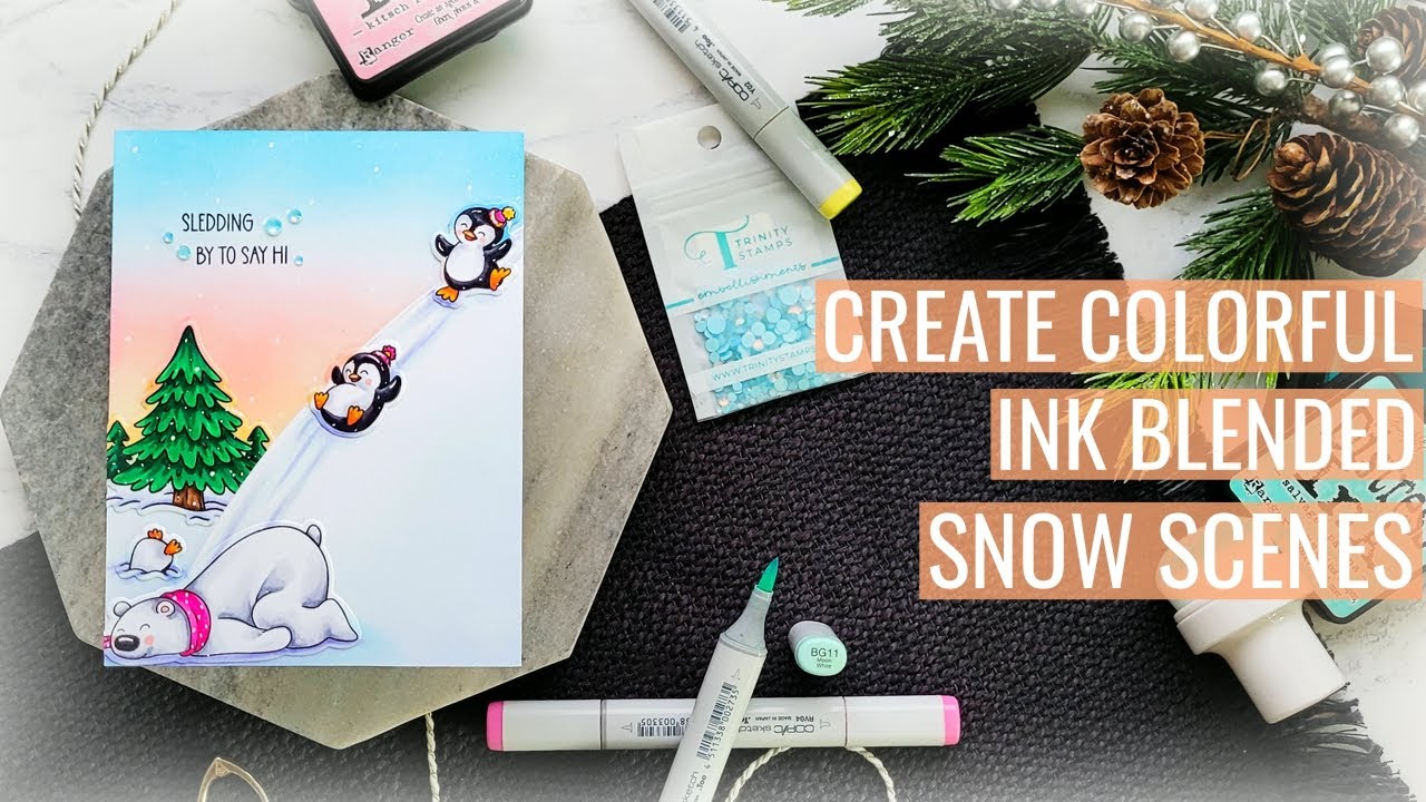 Create Colorful Ink Blended Snow Scenes: Bike Riding Hill - YouTube