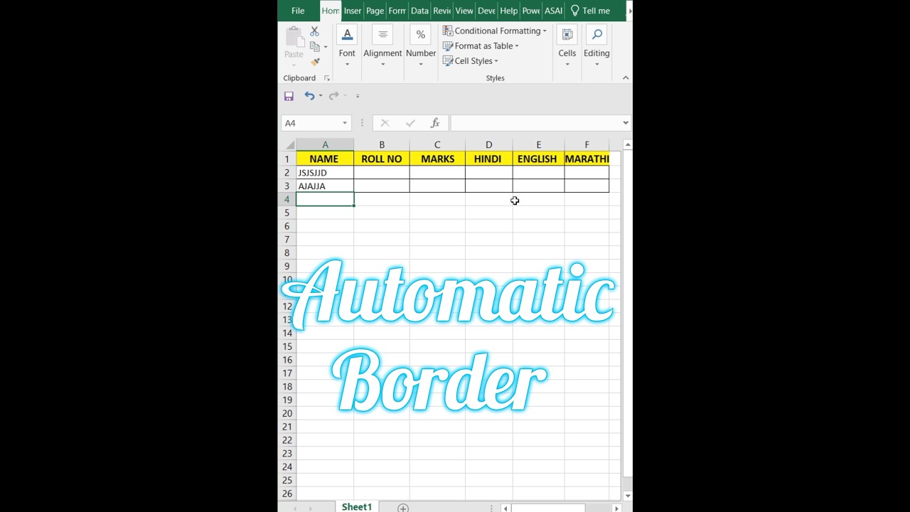Trick To Create Automatic Borders For Columns In Excel shorts YouTube Trick To Create Automatic Borders For Columns In Excel shorts YouTube