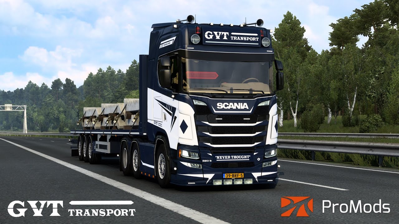 ETS2 [1.46] ProMods [2.64] GVT Transport - Scania 580S + Trailer - YouTube