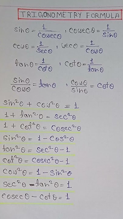 Trigonometric Functions Formula Class-11th Important Formula - YouTube