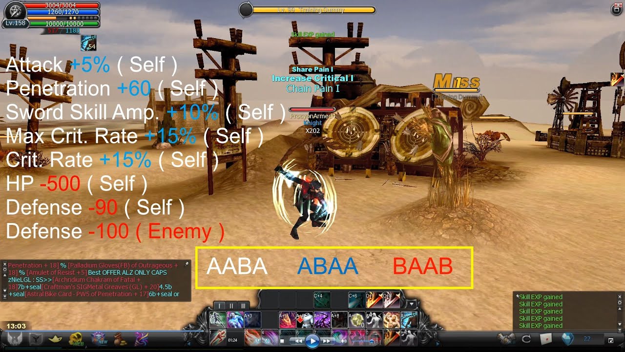 CABAL ONLINE (PH) Battle Mode3 Synergy Combo Combinations (BM3 FB) Force Blader (Sword Splitter ...