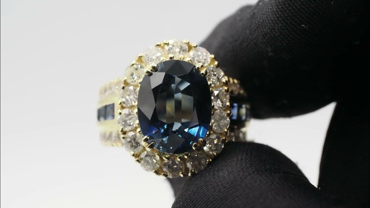 232111986 No Heat Thailand Sapphire 6.41ct Sapphire 0.63ct Diamond 1.65ct K18 15.0g - YouTube