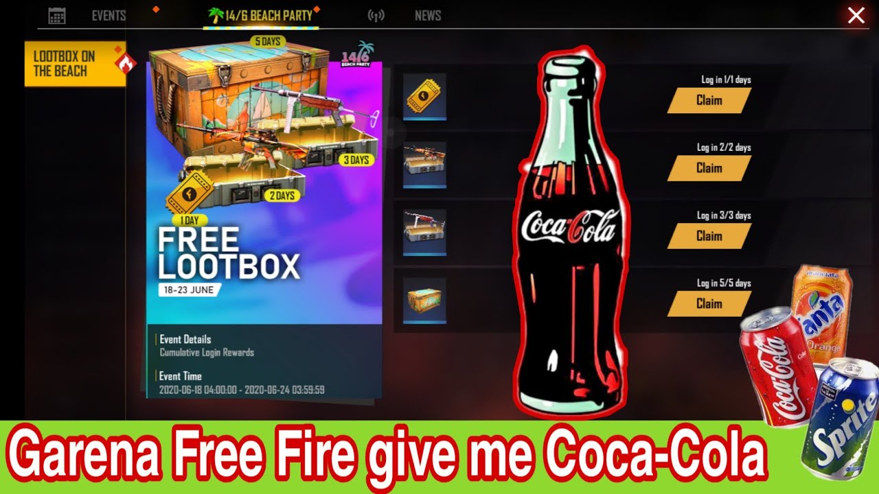 Garena free fire gift me Coca-Cola soft cold drinks - YouTube
