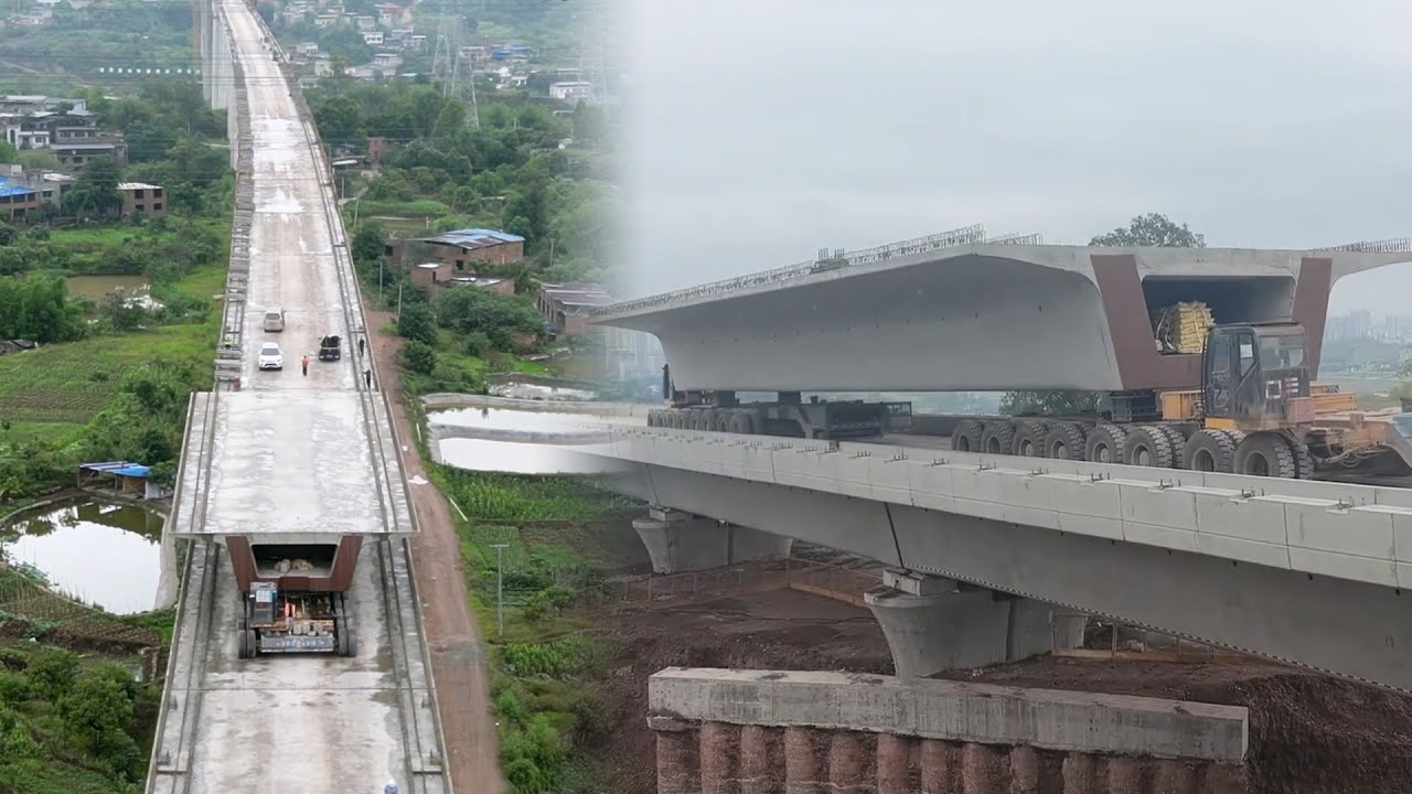 Loading an 800-ton box girder onto a girder truck. Box Girder ...