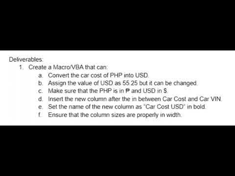 Excel VBA Convert PHP to USD (with Dynamic USD) - YouTube