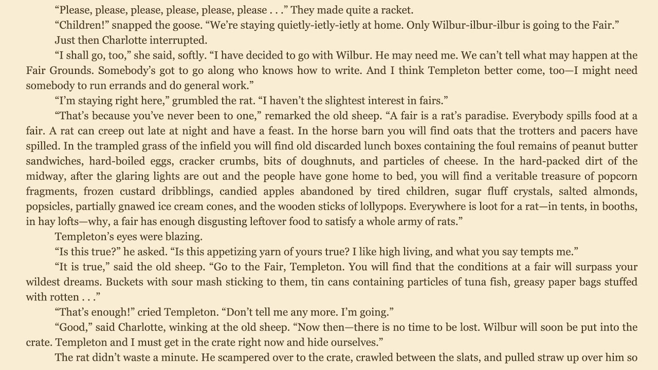 Charlotte's Web Chapter 16 - YouTube