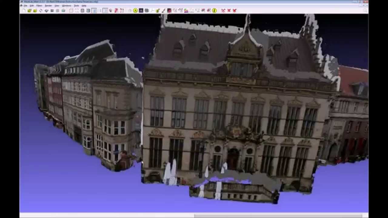 Facade with Google Streetview Texture in Meshlab - YouTube