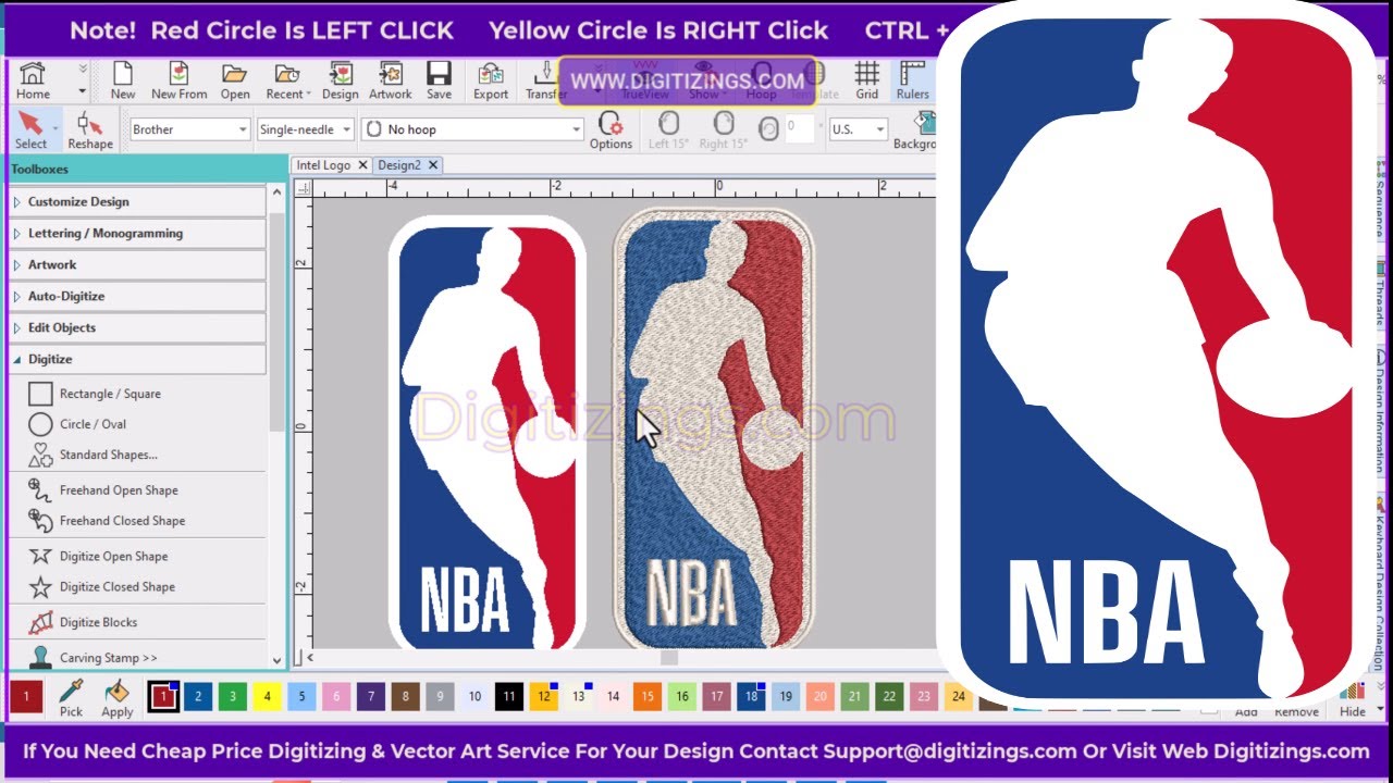 NBA Logo Digitizing for Embroidery | Easy Digitizing Episode 2 | Basketball 🏀 Symbol Tutorial ...