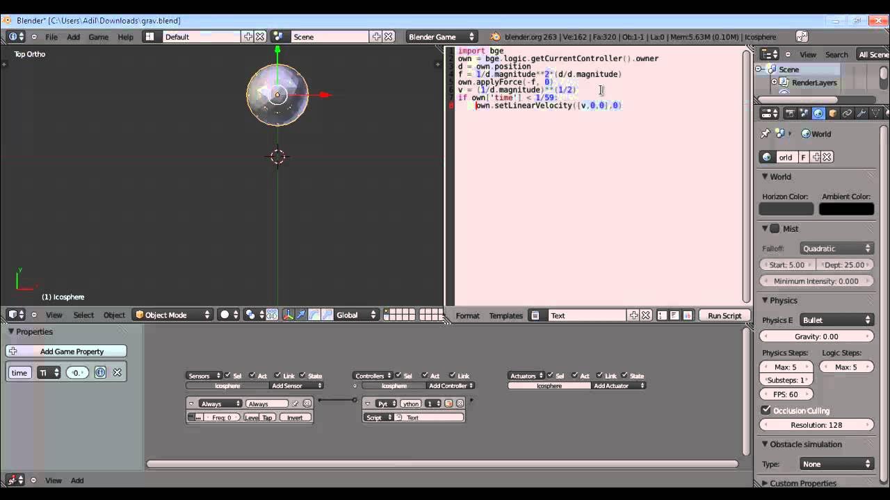 Realistic Gravity Simulation - Blender Game Engine - YouTube