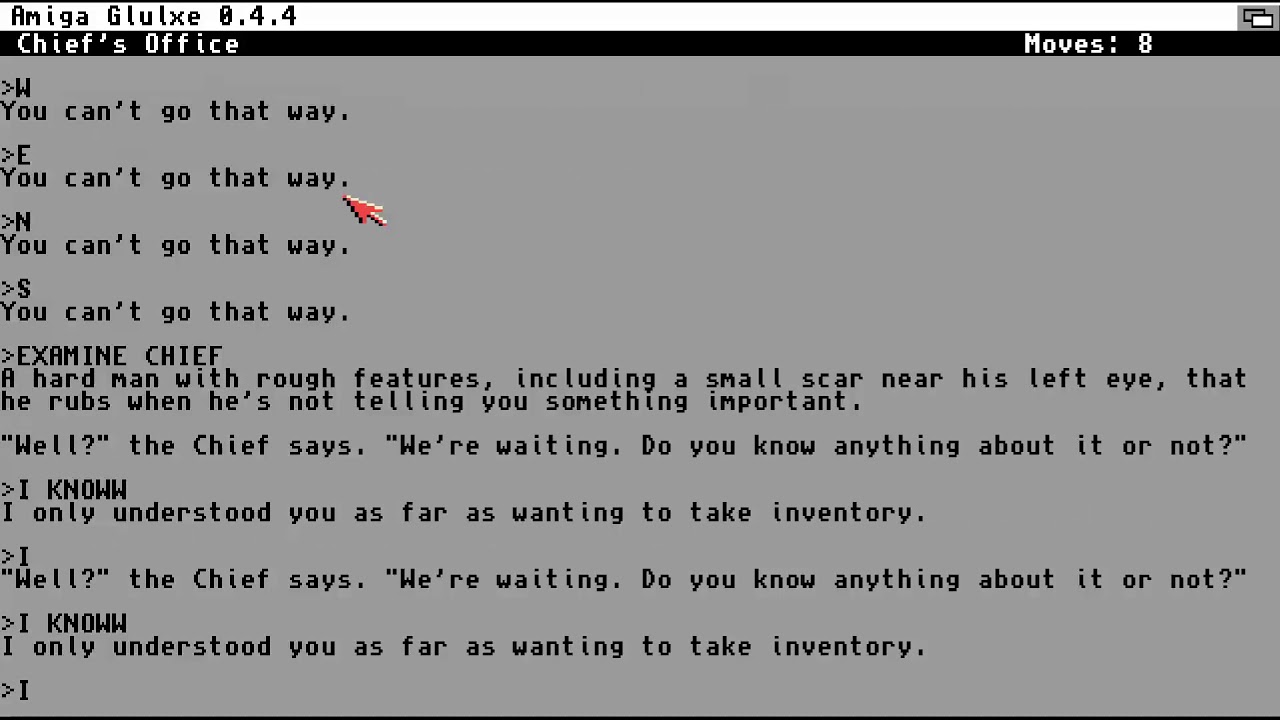AMIGA MOONBASE INDIGO ITS GLULX TEXT ADVENTURE GLULXE INTERPRETER By ...