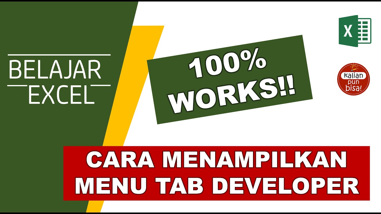 How to appear Developer Tab in Excel | Cara menampilkan tab developer ...