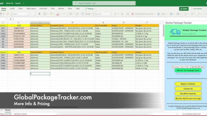 Excel Shipping Tracking Template