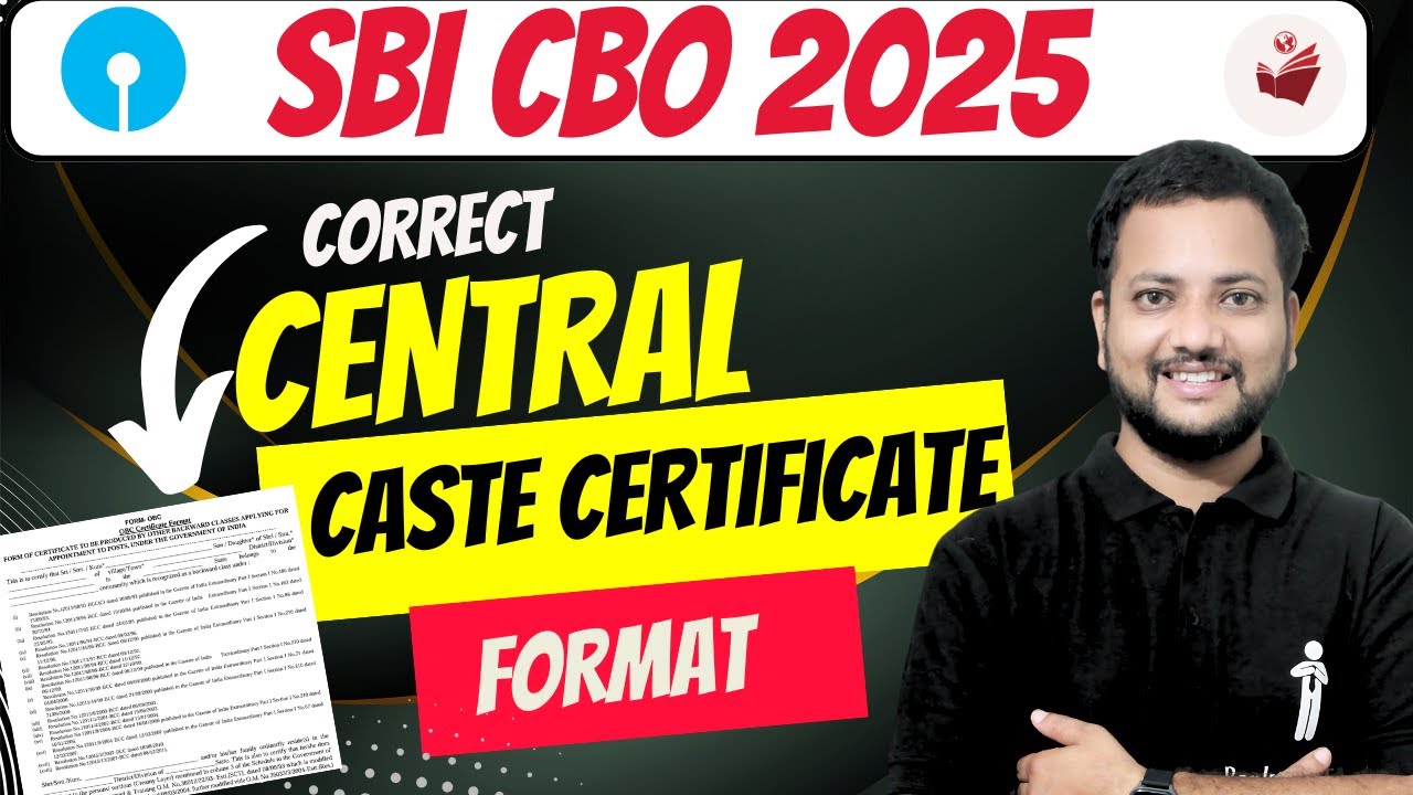 🔥 SBI CBO 2025 | Central Caste Certificate Format for OBC/SC/ST ...